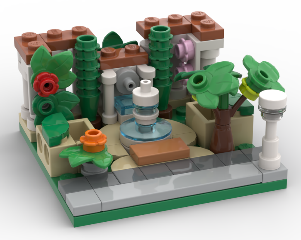 LEGO MOC Mini Fountain Garden by Brick Artisan | Rebrickable - Build ...