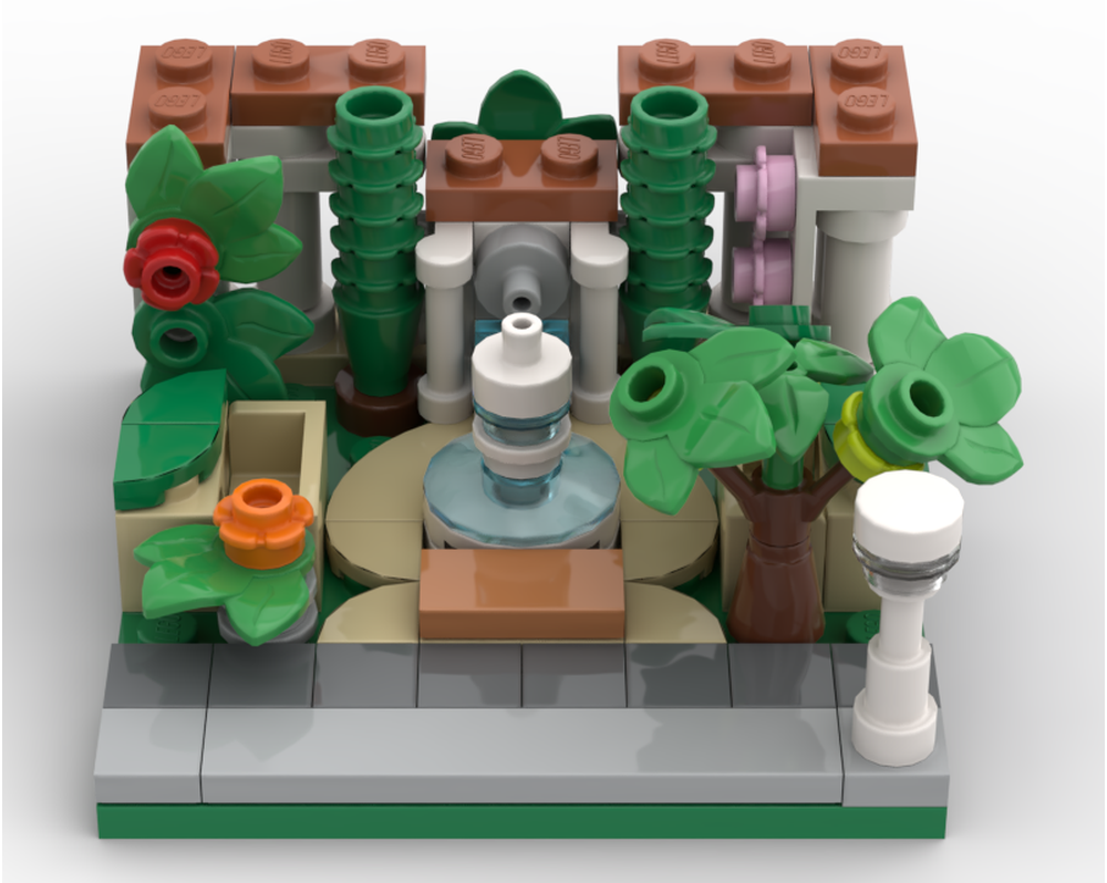 LEGO MOC Mini Fountain Garden by Brick Artisan | Rebrickable - Build ...