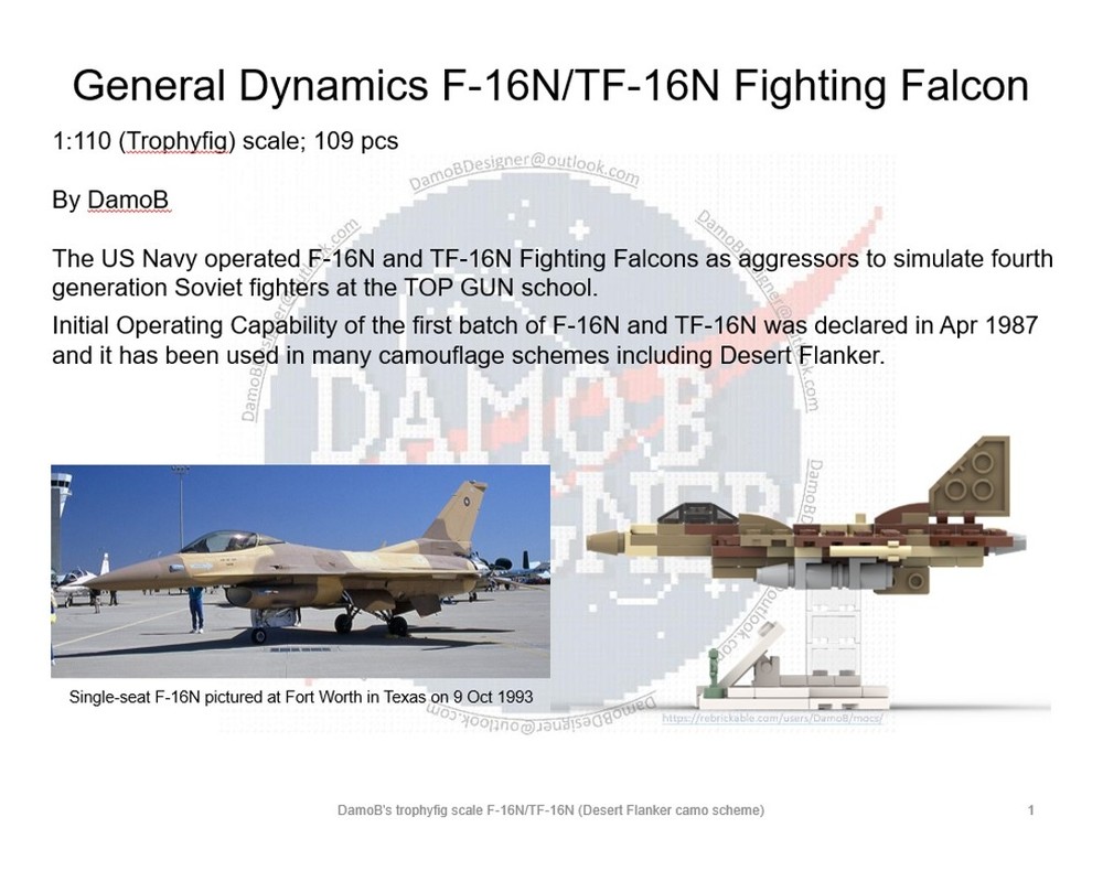 LEGO MOC US Navy General Dynamics F-16N Fighting Falcon 'Desert Flanker ...