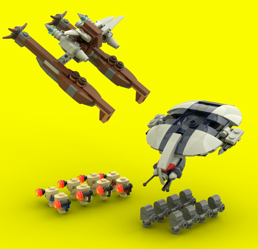 LEGO MOC Wookiee Catamaran vs Droid Gunship - 1:144 Scale by ...