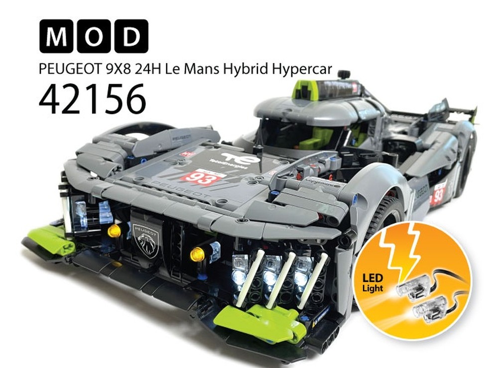 LEGO MOC 42156 PEUGEOT 9X8 24H Le Mans Hybrid Hypercar RC MOD for LED ...