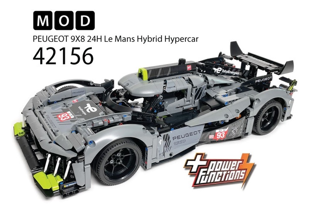 LEGO MOC 42156 PEUGEOT 9X8 24H Le Mans Hybrid Hypercar RC MOD for Power ...