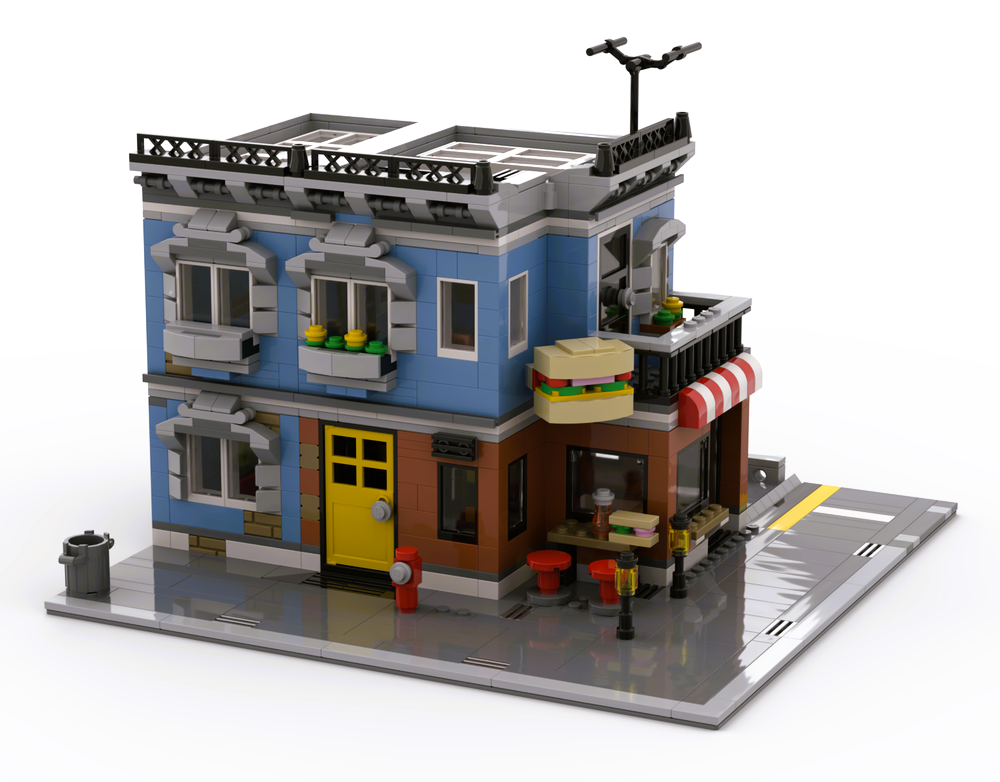 LEGO MOC Corner Deli Drive-In by BrickAndBuildsI | Rebrickable - Build with LEGO