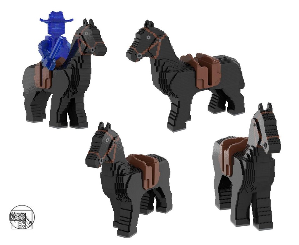 LEGO MOC-203413 Maxi Figure Western Black horse with brown saddle, by ...