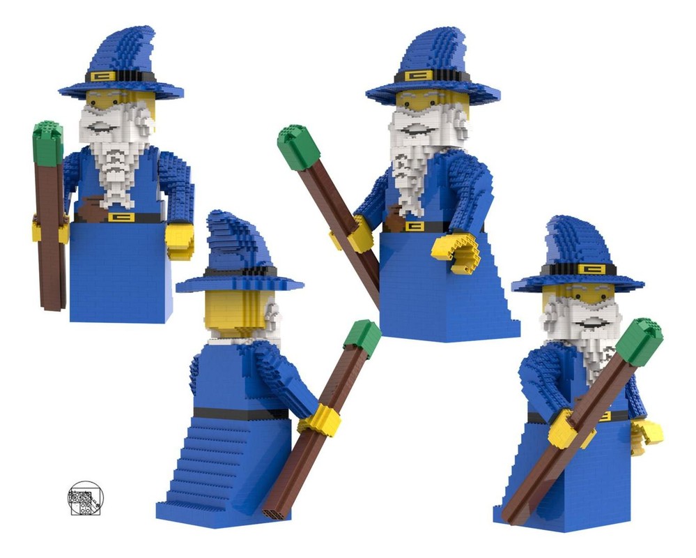 LEGO MOC Maxi Figure Old Blue Wizard with blue tunic by Bricksculpture ...