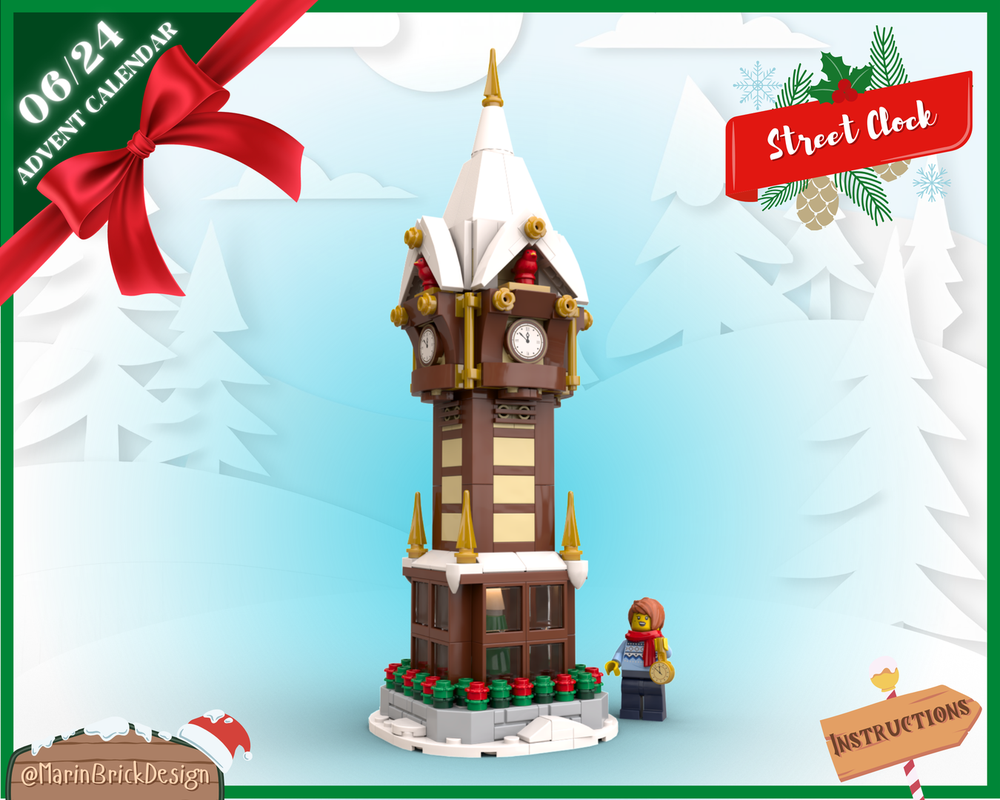 LEGO MOC Lego Christmas Street Clock MOC - Winter Village Advent Calendar Instructions Moc by ...