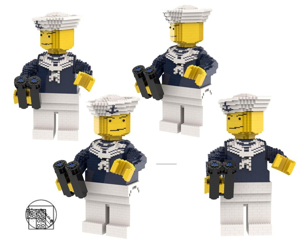 LEGO MOC Maxi Figure dark blue and white Sailor with binoculars by ...