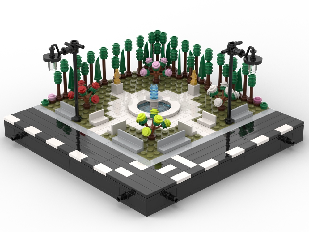 LEGO MOC Modular - Corner park by emixam2 | Rebrickable - Build with LEGO