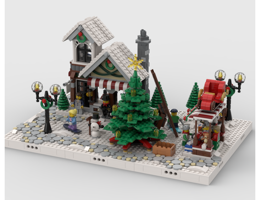 Lego Moc Winter Village Display For Set 10249 Winter Toy Shop By
