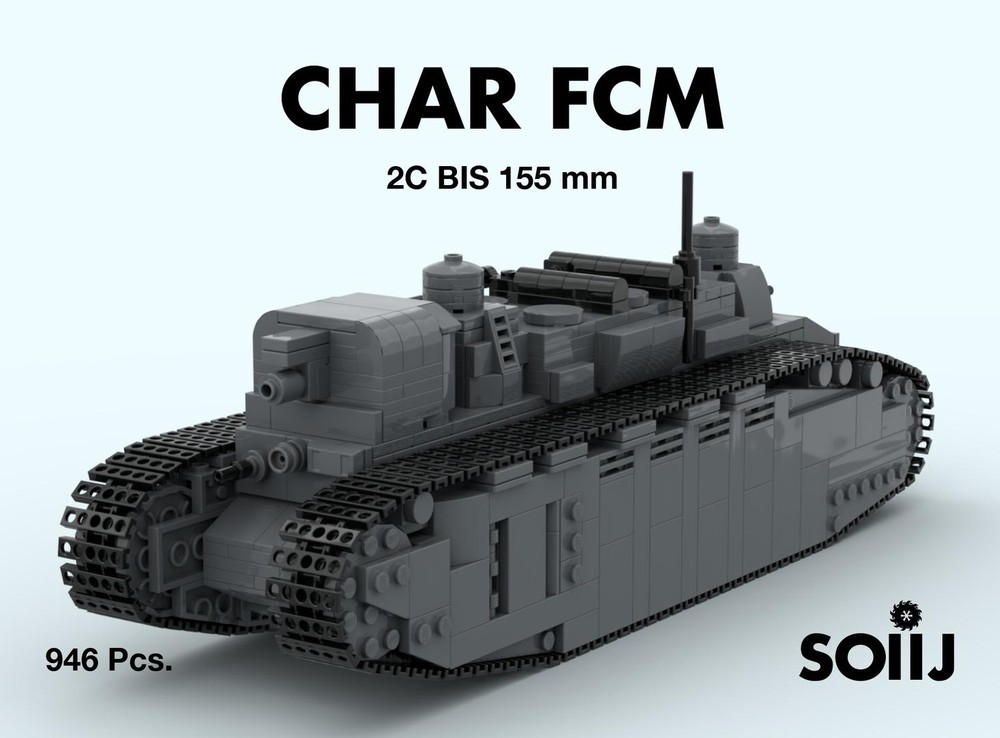 LEGO MOC Char FCM 2C Bis 155 mm - French heavy tank 1:35 by Soiij | Rebrickable - Build with LEGO