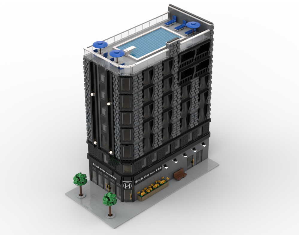 LEGO MOC Large Hotel by YourDailyBrick | Rebrickable - Build with LEGO