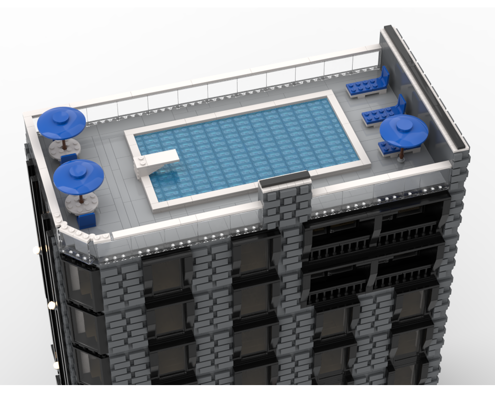LEGO MOC Large Hotel by YourDailyBrick | Rebrickable - Build with LEGO