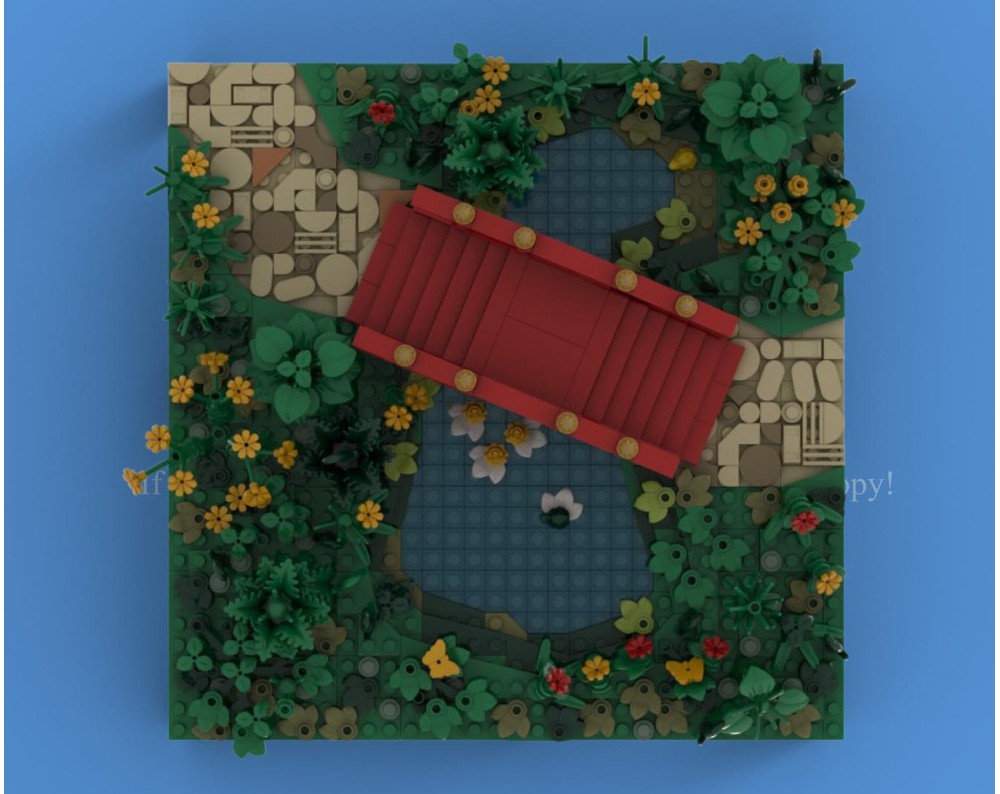 LEGO MOC Diorama of an asian bridge over a pond by legolaus ...