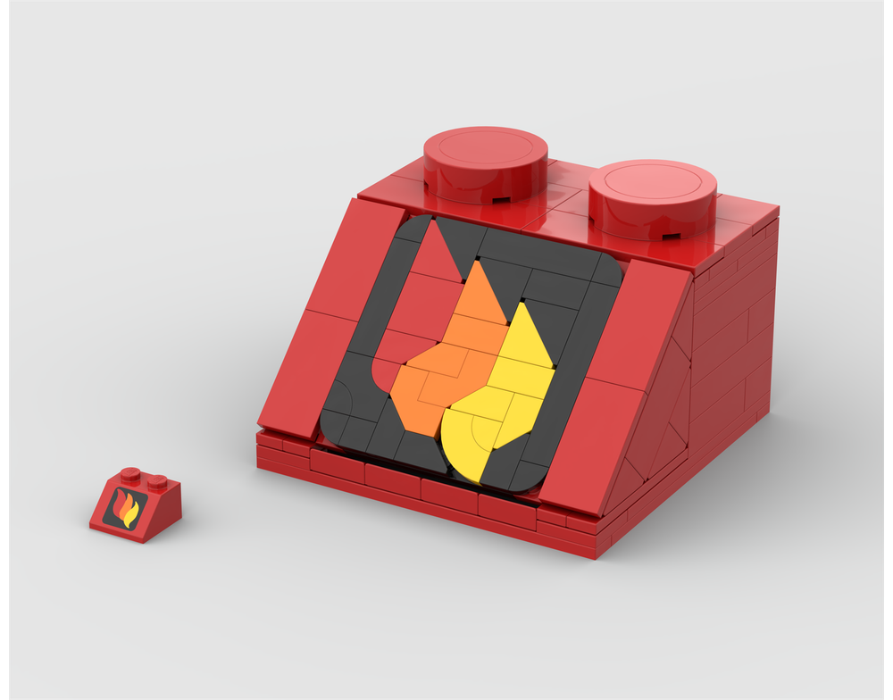 Lego Moc Upscaled 2x2 Fire Slope By Briquoleur Rebrickable Build