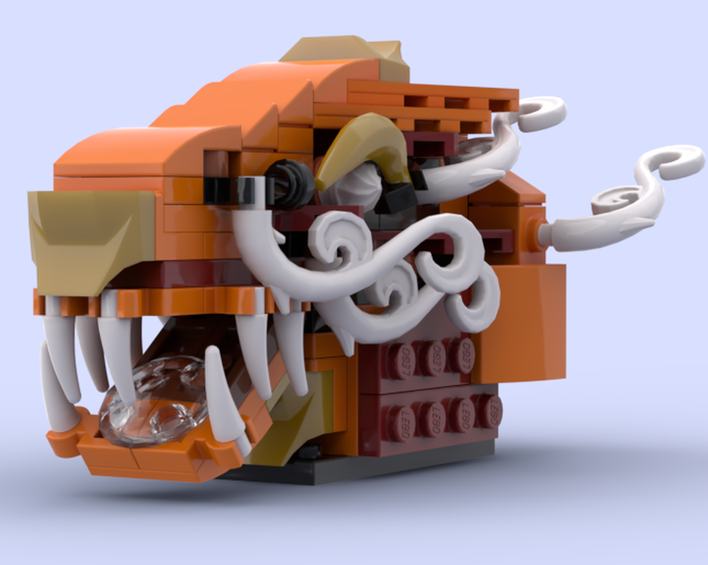 LEGO MOC Orange and Red Chinese Dragon Head by alejoluis | Rebrickable ...