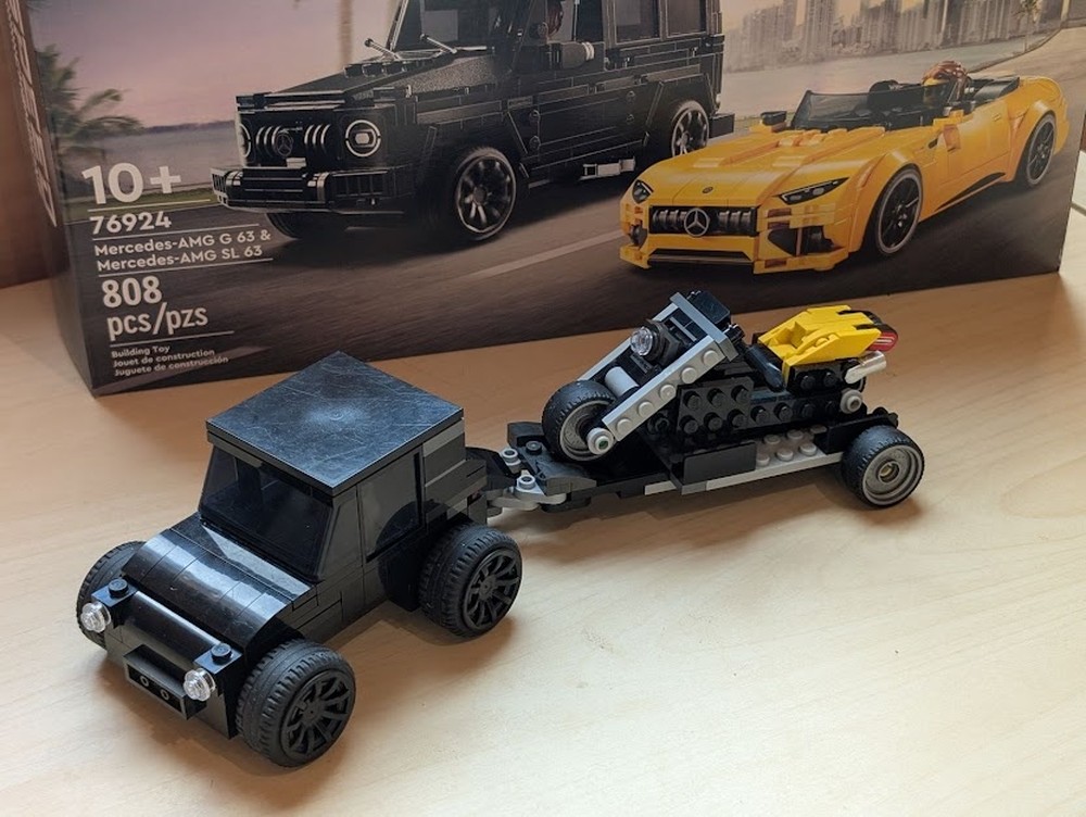 LEGO MOC Car with trailer and chopper by hawkinorin | Rebrickable ...