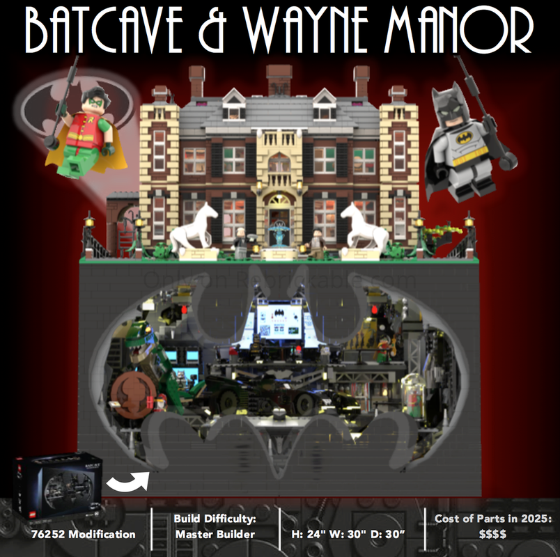 LEGO MOC Batcave & Wayne Manor - 76252 & 21330 Modular Building ...