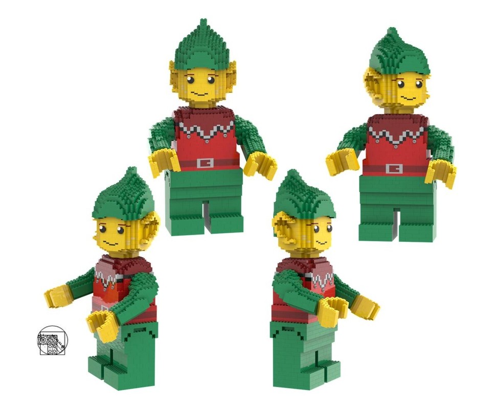 LEGO MOC Maxifigure elf with red scalloped collar by Bricksculpture.net ...