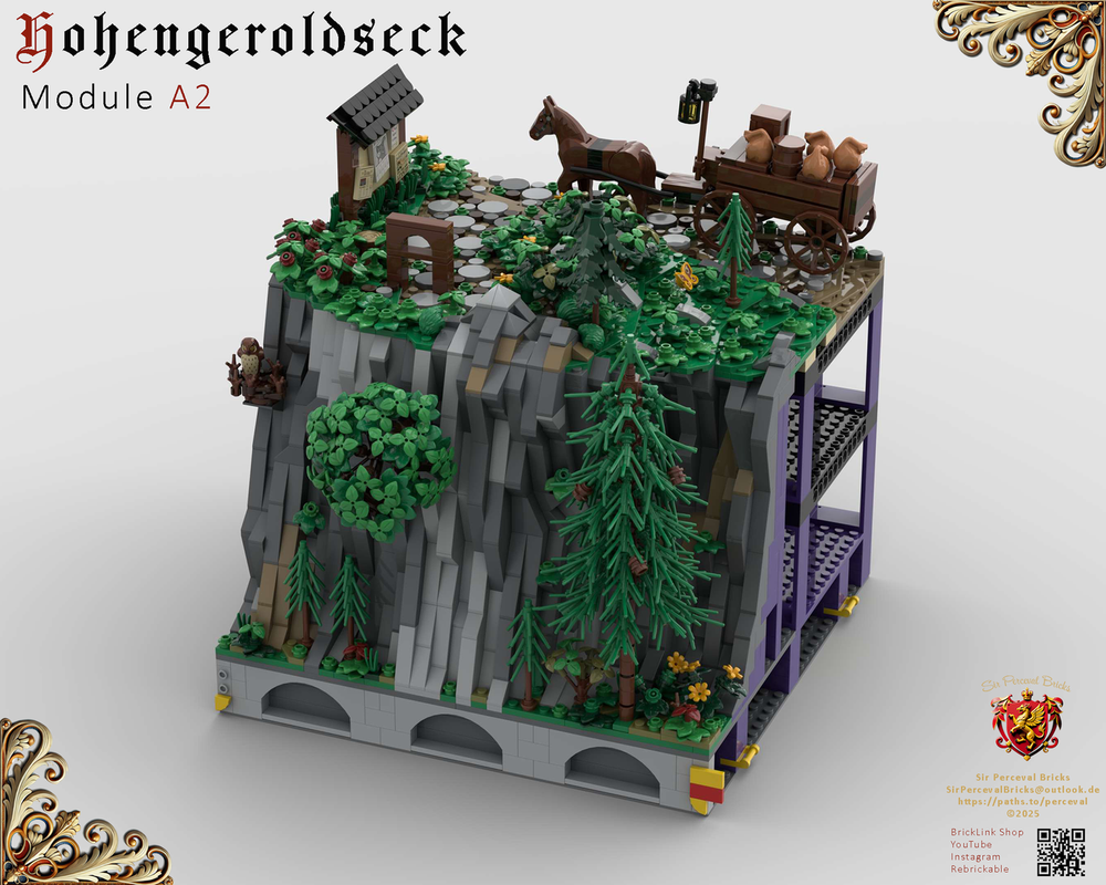 LEGO MOC A2 Castle Hohengeroldseck - Landscape, wagon & notice board ...