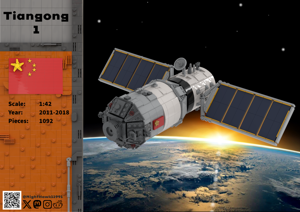 LEGO MOC Tiangong 1 - First Chines Space Station (1:42 Minifig Scale ...