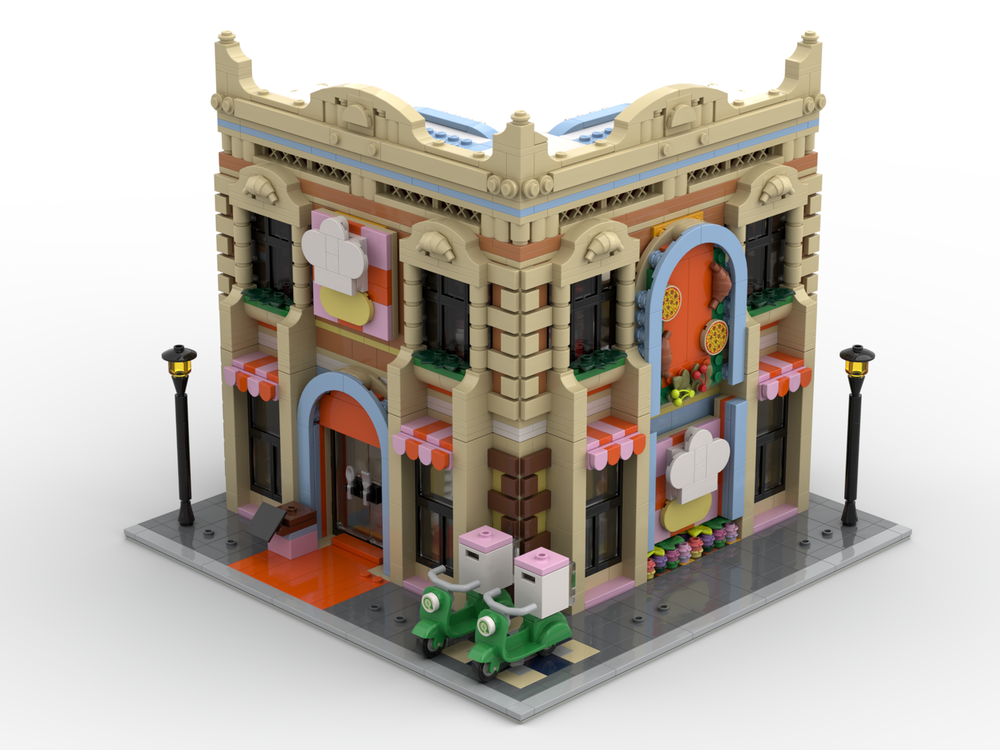 LEGO MOC Restaurant and Cooking School Corner Modular by Noobricks ...