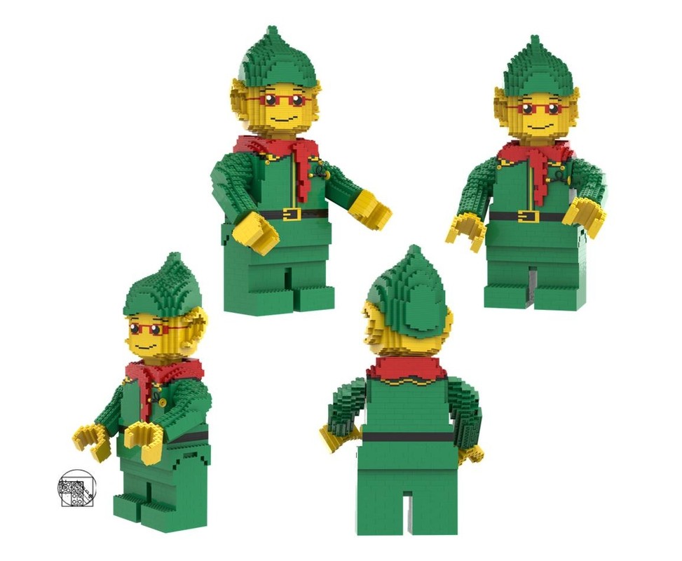 LEGO MOC Maxi figure Elf with mail horn and red scarf by Bricksculpture ...