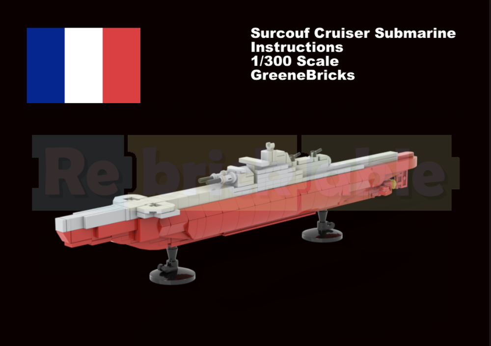 LEGO MOC Surcouf Submarine (1/300) by GreeneBricks | Rebrickable ...