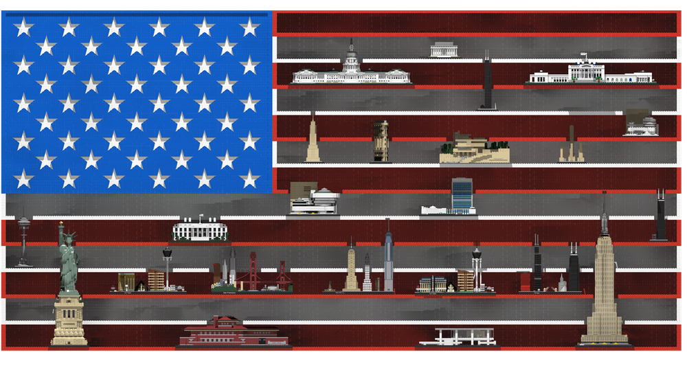 LEGO MOC Giant USA Flag 3D Shelf by hawkfan08 | Rebrickable - Build ...