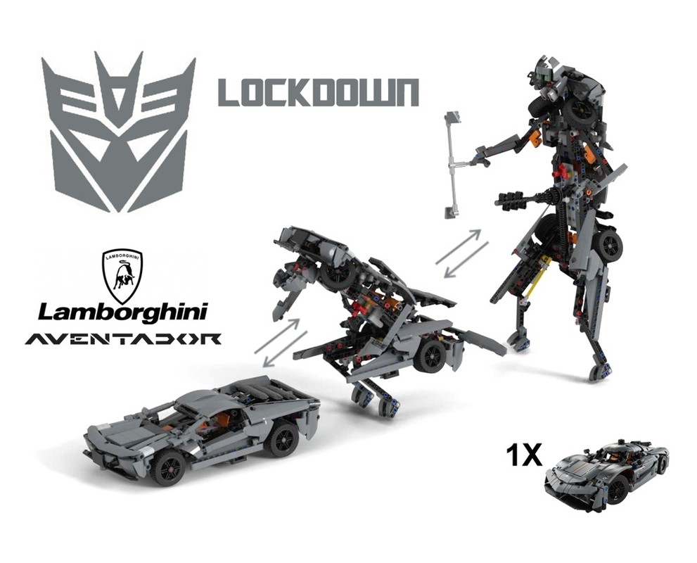 LEGO MOC 42173 Transformers Lamborghini Aventador Decepticon Lockdown ...