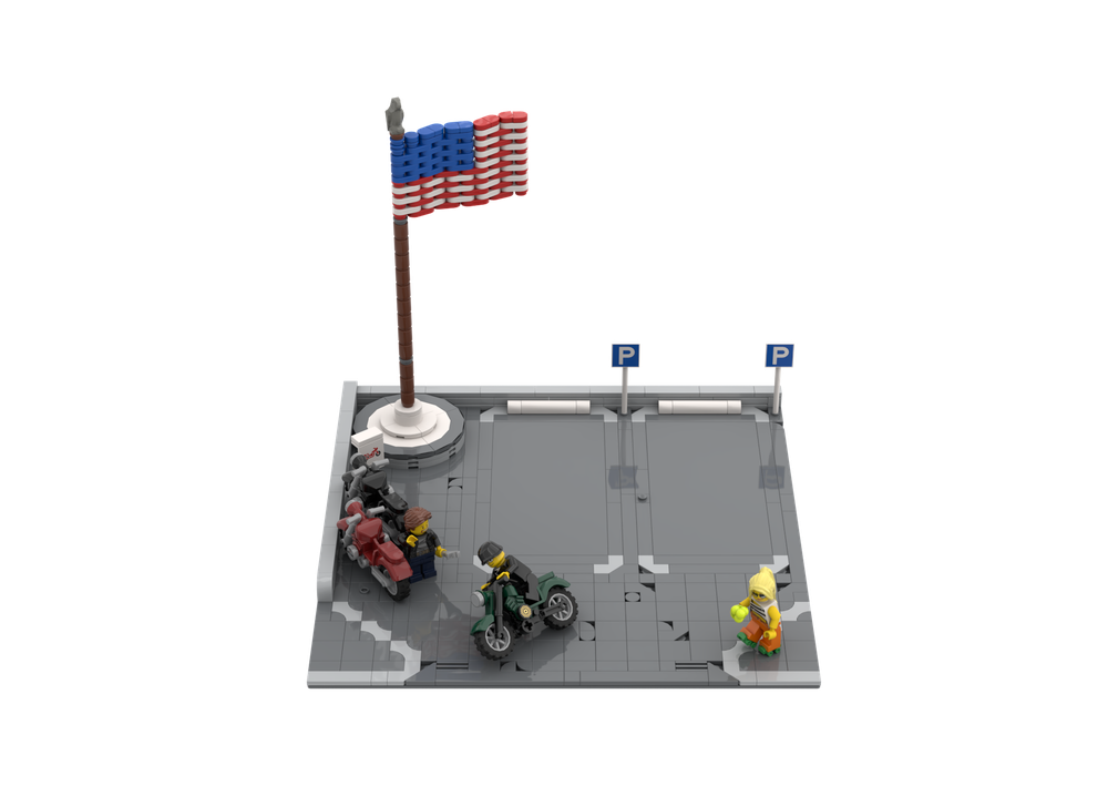 LEGO MOC-209886 "Town Hall" Add On - Carpark with National Flag (FREE ...