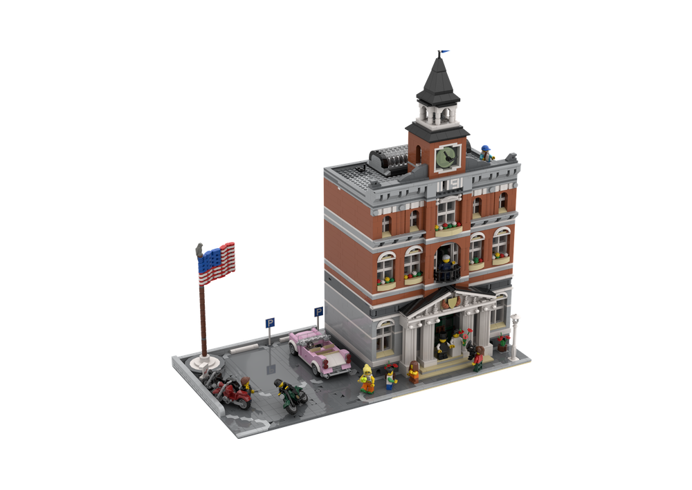 LEGO MOC-209886 "Town Hall" Add On - Carpark with National Flag (FREE ...