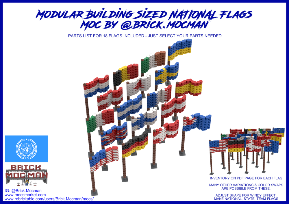 LEGO MOC Modular Building Sized National Flags (FREE) by Brick.Mocman ...