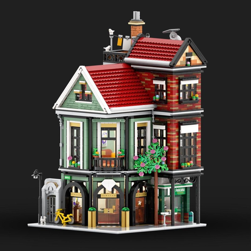 LEGO MOC-210128 Townhouse with Jeweler and Pancake House by PriBri ...