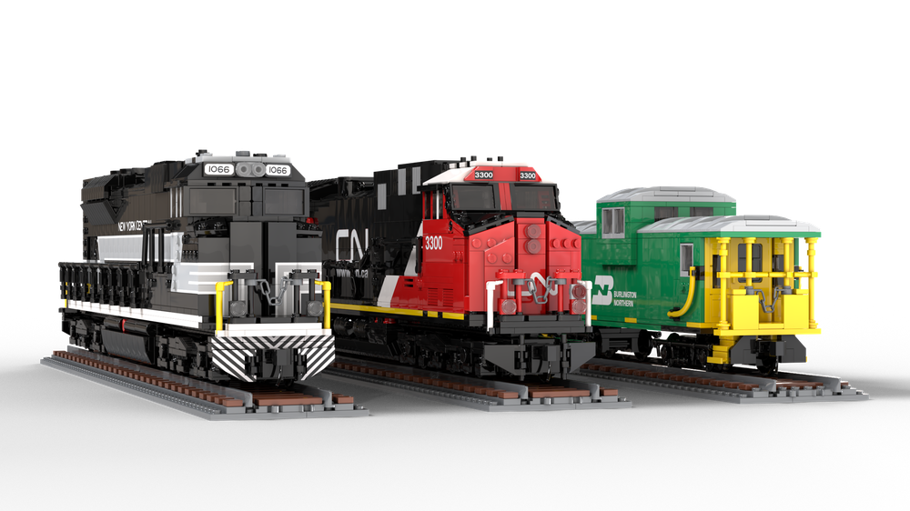 LEGO MOC 3 in 1 Train Bundle: CN 3300, NS 1066, and BN Caboose by ...