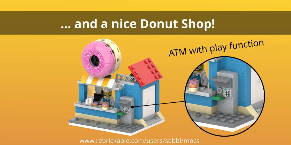 LEGO MOC-210558 60452: Donut Shop with ATM and Vintage Truck by sebbl ...