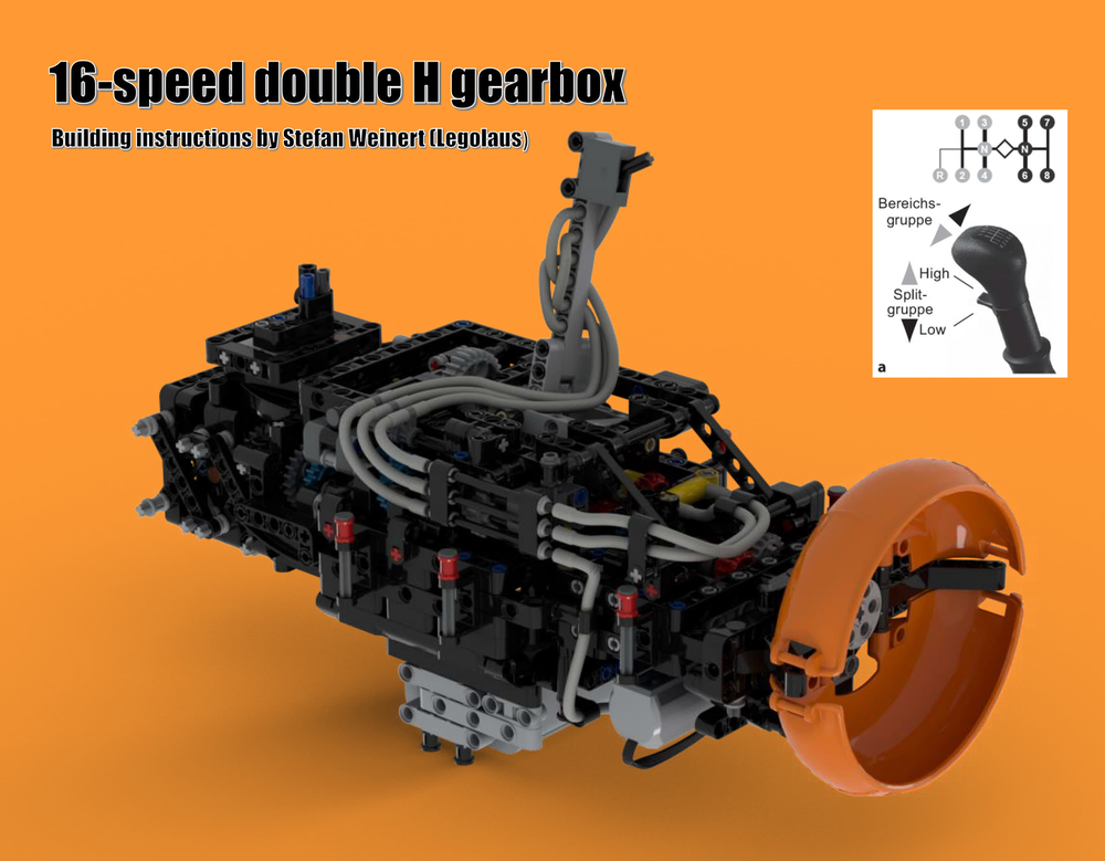 LEGO MOC Authentic realistic 16-speed double H heavy-duty truck gearbox ...