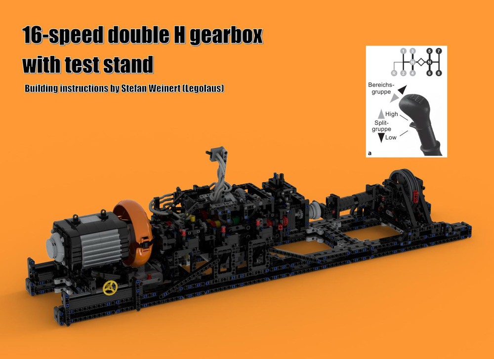 LEGO MOC Authentic realistic 16-speed double H heavy-duty truck gearbox ...