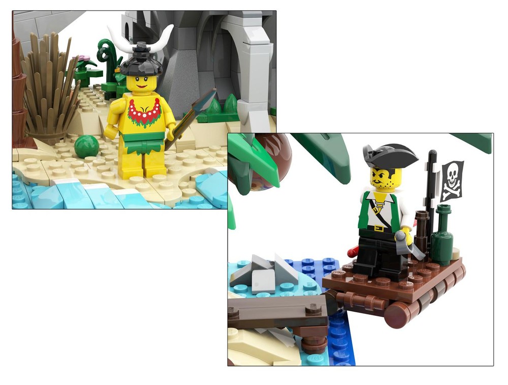 Lego Moc Pirate Secret Cave Hideout With Lookout And Waterfall Lagoon