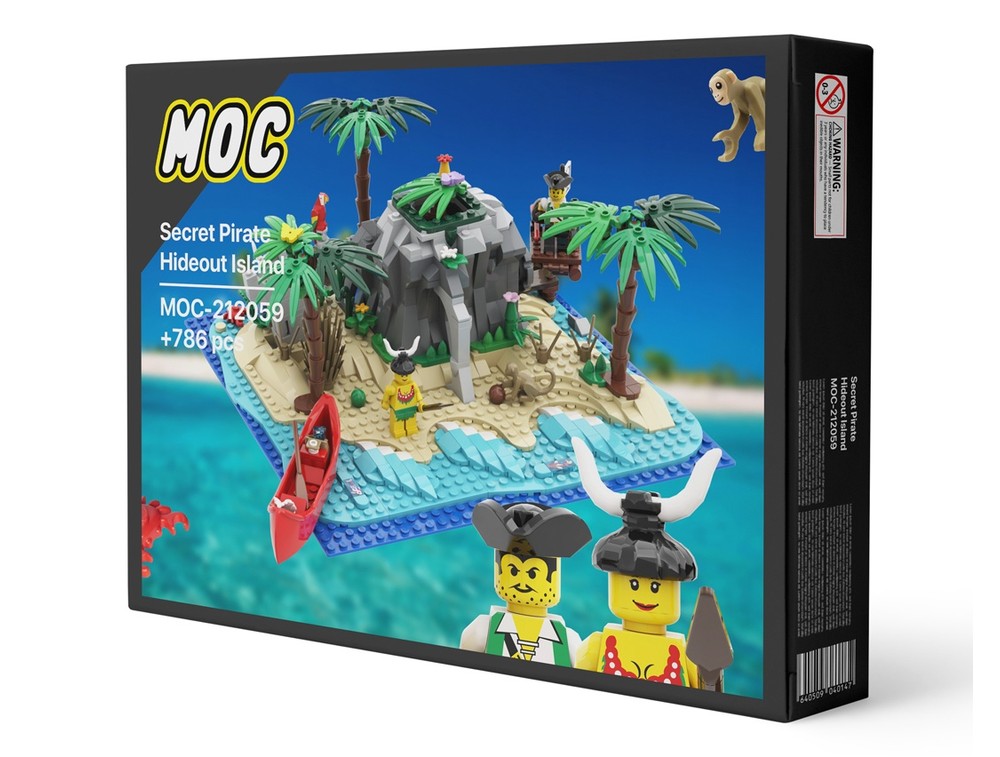 Lego Moc Pirate Secret Cave Hideout With Lookout And Waterfall Lagoon