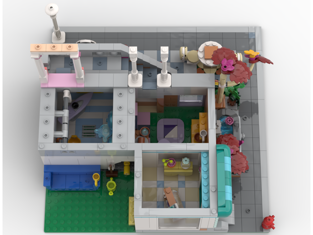 Lego Moc Corner Apartments And Store Modification Of Set 42670 By Brick