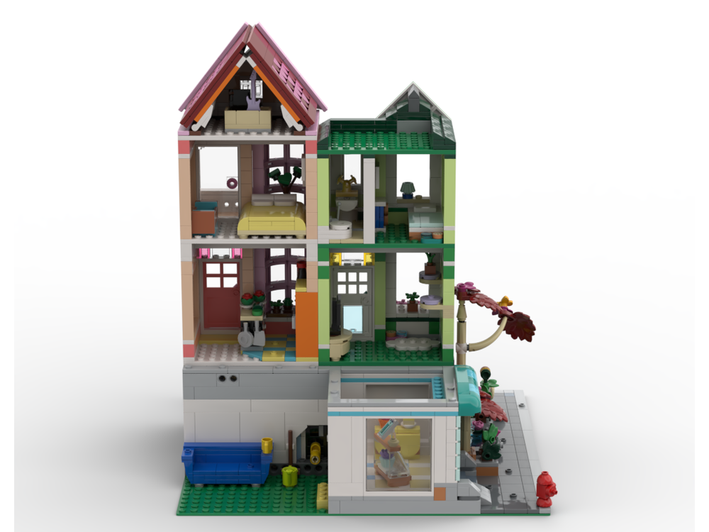 Lego Moc Corner Apartments And Store Modification Of Set 42670 By Brick