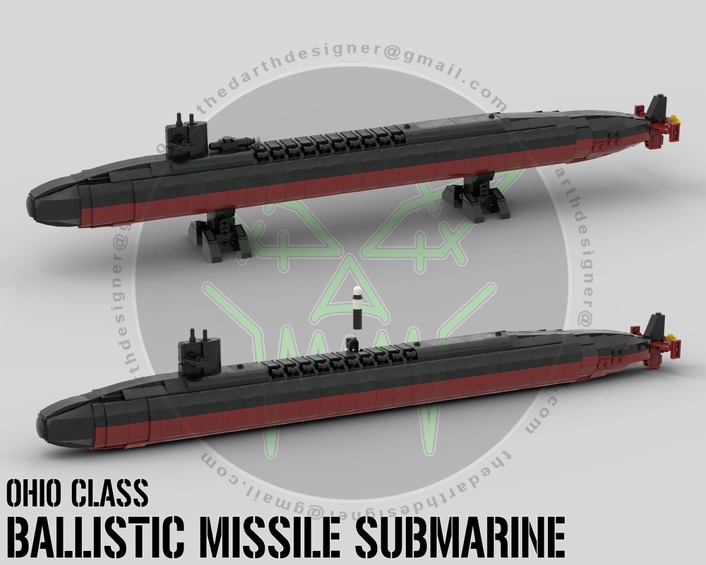 LEGO MOC OHIO CLASS | Nuclear Ballistic Submarine | SSBN - 1:300 Scale ...