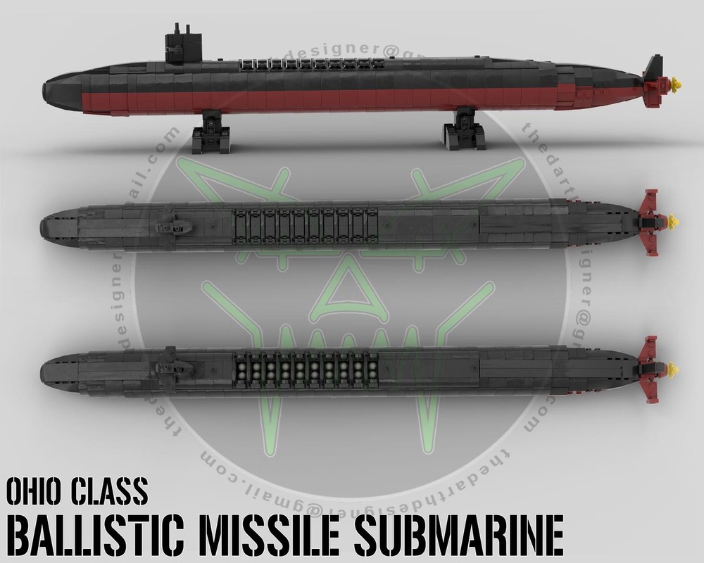 LEGO MOC OHIO CLASS | Nuclear Ballistic Submarine | SSBN - 1:300 Scale ...