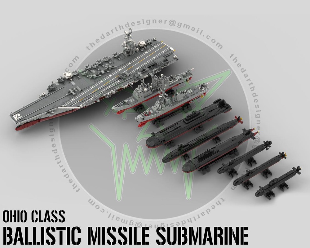 LEGO MOC OHIO CLASS | Nuclear Ballistic Submarine | SSBN - 1:300 Scale ...