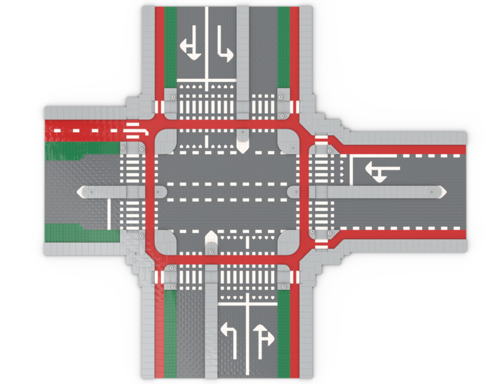 LEGO MOC Four way Intersection with bicycle path and sidewalk - Dutch ...