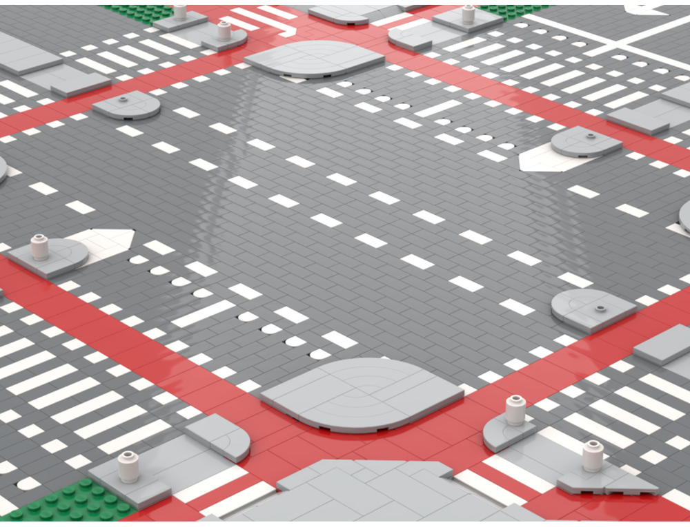 LEGO MOC Four way Intersection with bicycle path and sidewalk - Dutch ...