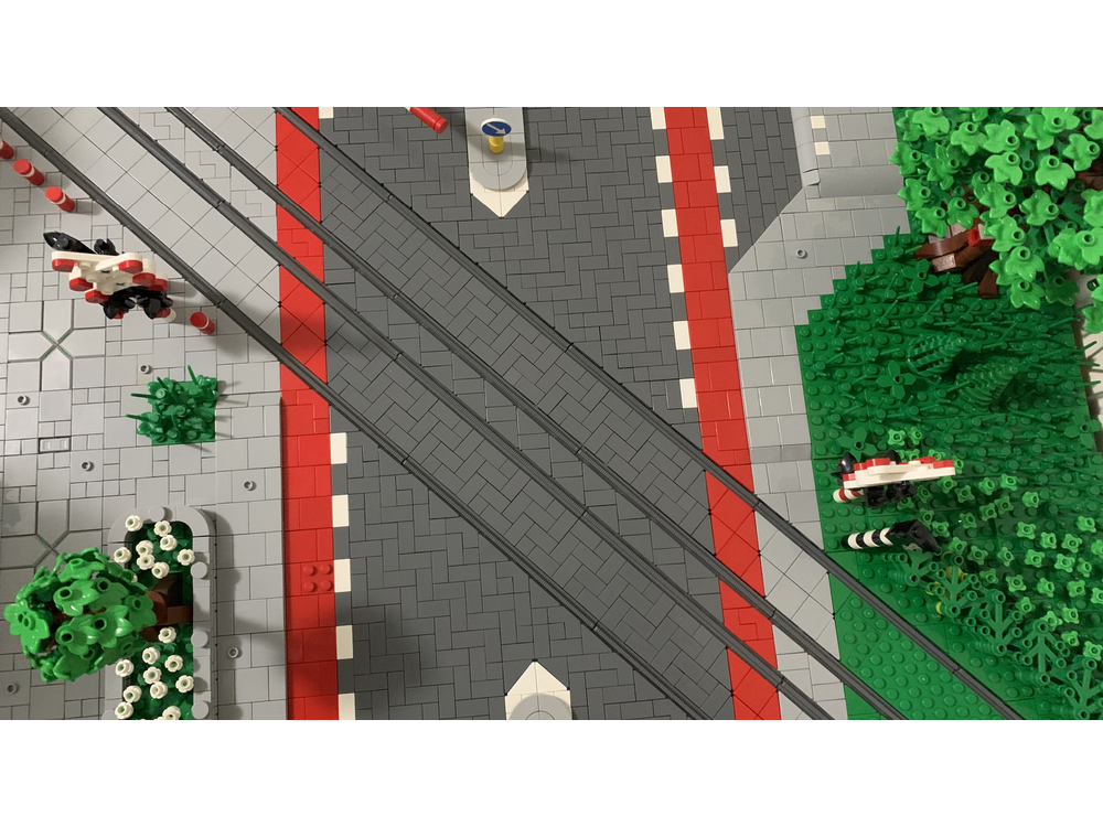 LEGO MOC-213481 Diagonal tram/track with road, bicycle paths, sidewalks ...