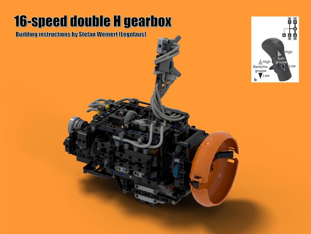 LEGO MOC Authentic realistic 16-speed double H heavy-duty truck gearbox ...