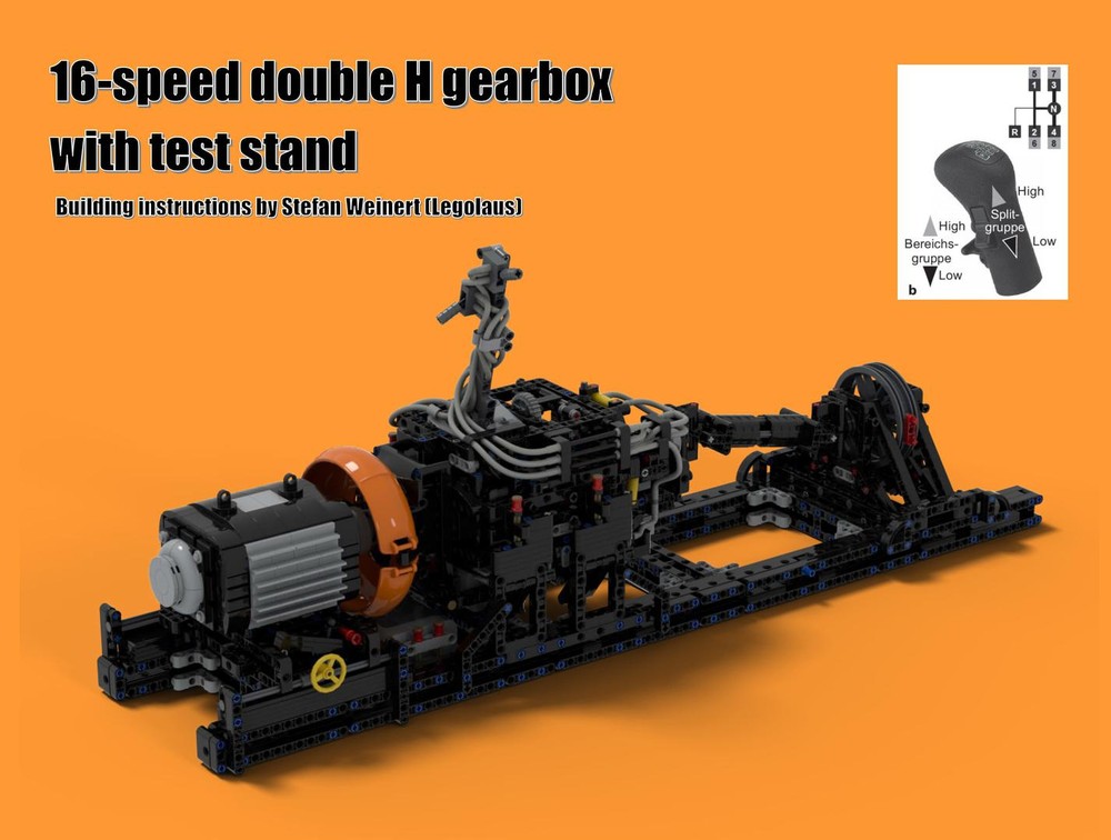 LEGO MOC Authentic realistic 16-speed double H heavy-duty truck gearbox ...