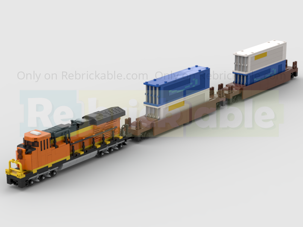 LEGO MOC 4-Wide BNSF Container Freight Train Pack - Diesel Locomotive ...